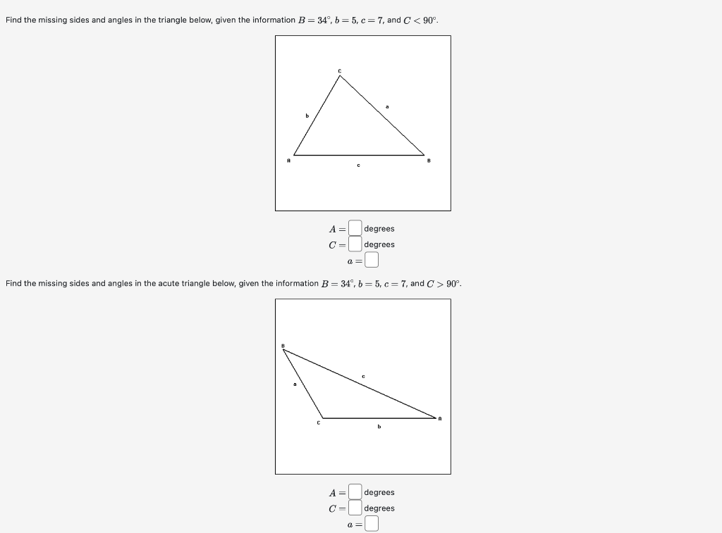 Solved Find the missing sides and angles in the triangle | Chegg.com