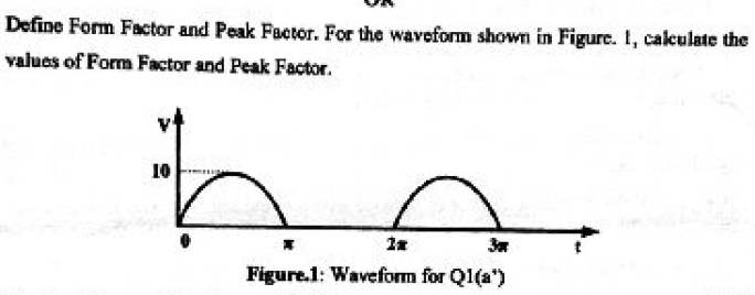 Solved Define Form Factor and Peak Factor. For the waveform | Chegg.com