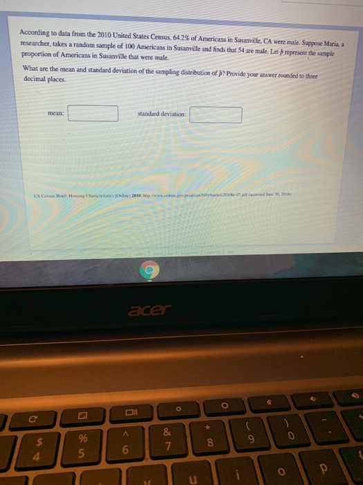 Solved According to data from the 2010 United States Census, | Chegg.com