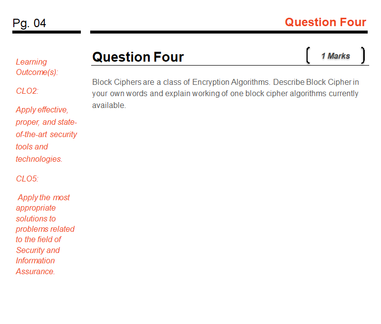 Solved Block Ciphers are a class of Encryption | Chegg.com