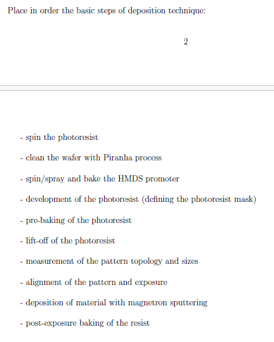 Solved Place in order the basic steps of deposition | Chegg.com