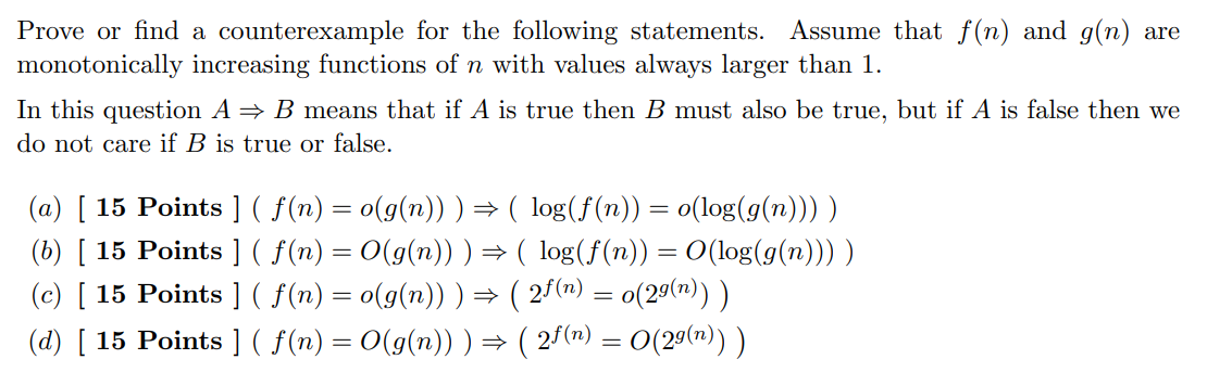 Solved Prove or find a counterexample for the following | Chegg.com