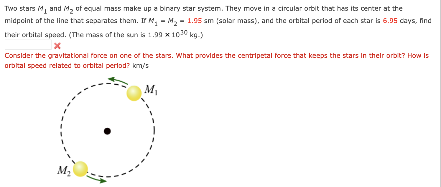 Solved Two stars M1 and M2 of equal mass make up a binary | Chegg.com