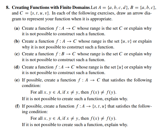Solved 8. Creating Functions with Finite Domains.Let A - {a. | Chegg.com