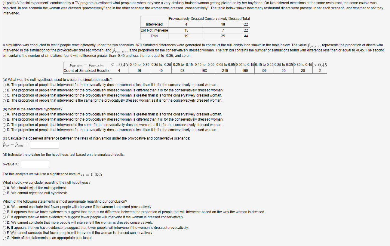 Solved bin contains the number of simulations found with | Chegg.com