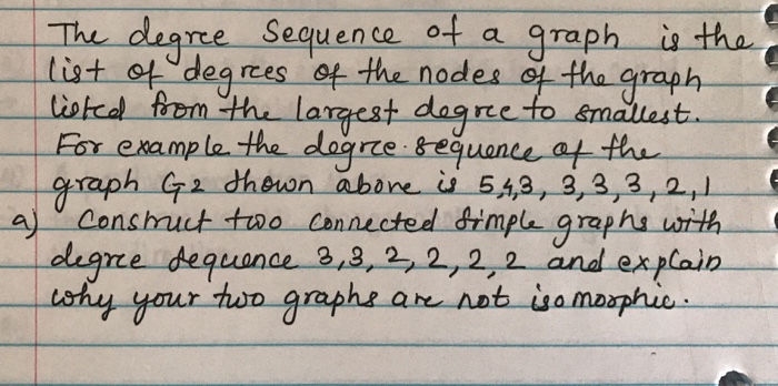 Solved The degree sequence of a graph is the list of degrees | Chegg.com