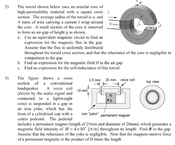 Solved 2) The toroid shown below uses an annular core of | Chegg.com
