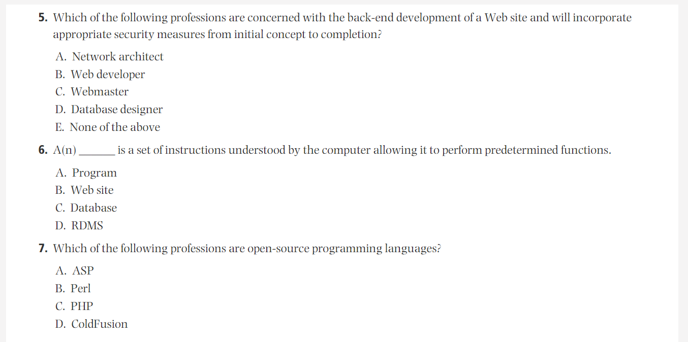 Solved 5. Which of the following professions are concerned | Chegg.com