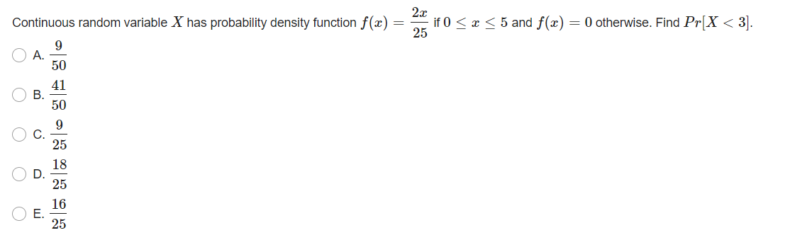 Solved Continuous random variable X has probability density | Chegg.com