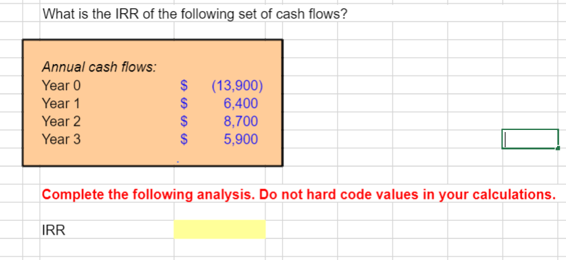 Solved What is the IRR of the following set of cash flows? | Chegg.com