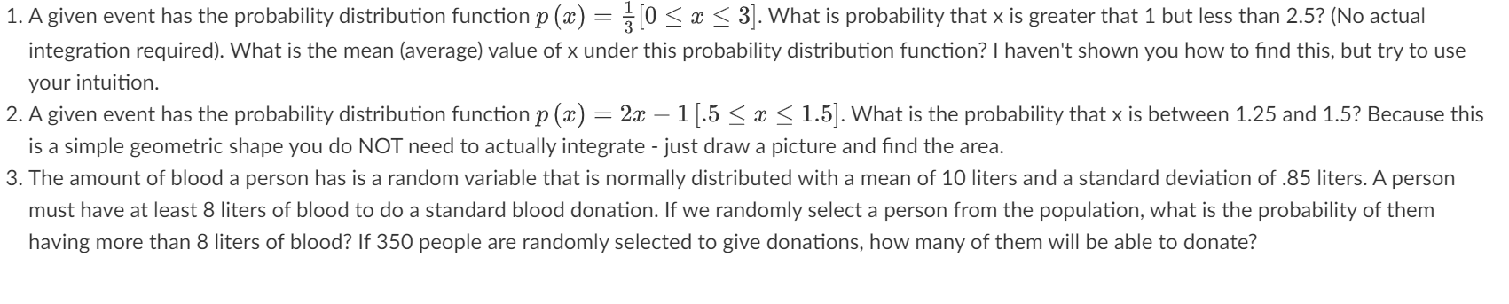 Solved 1. A given event has the probability distribution | Chegg.com