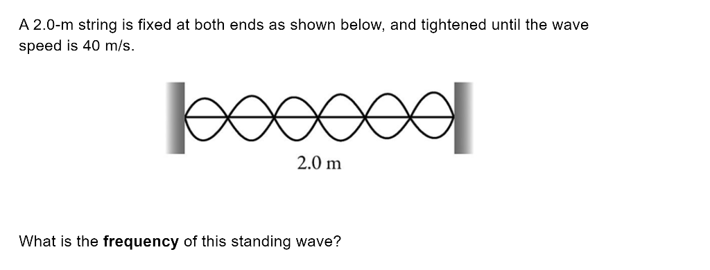 Solved A 2.0-m string is fixed at both ends as shown below, | Chegg.com