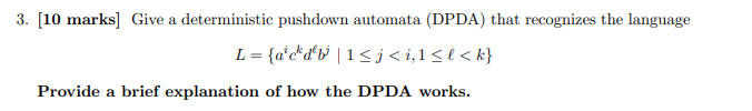 Solved 3. [10 marks] Give a deterministic pushdown automata | Chegg.com