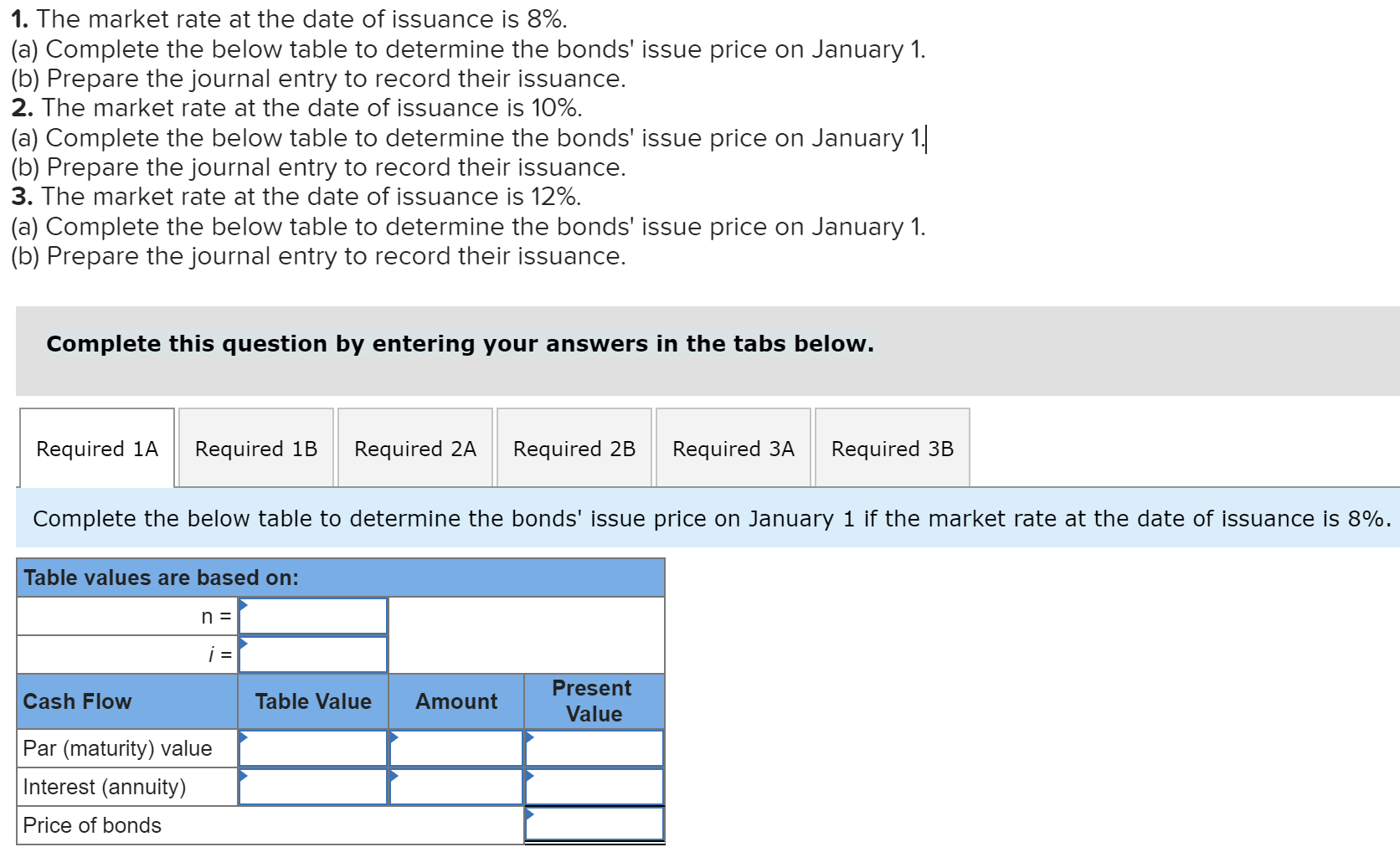 Solved 1. The market rate at the date of issuance is 8%. (a) | Chegg.com