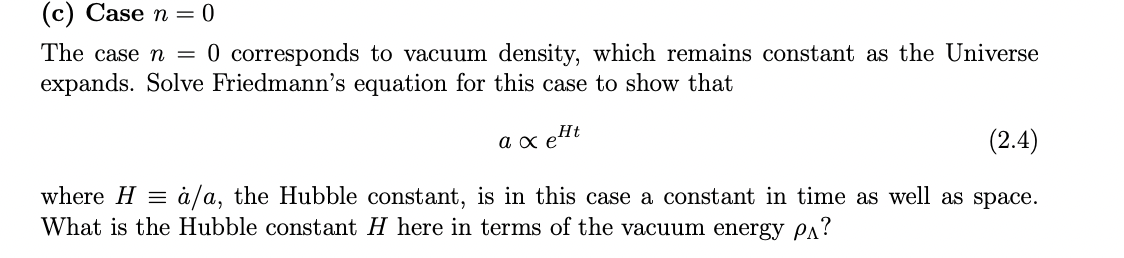 Solved (c) Case n=0 The case n=0 corresponds to vacuum | Chegg.com