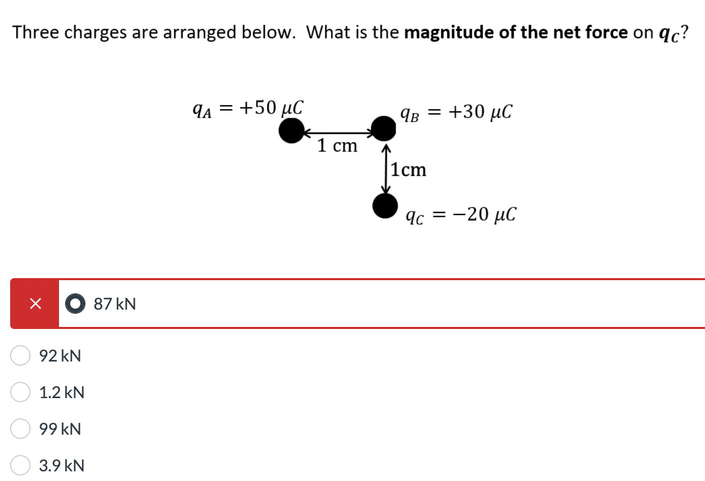 Solved Three charges are arranged below. What is the | Chegg.com