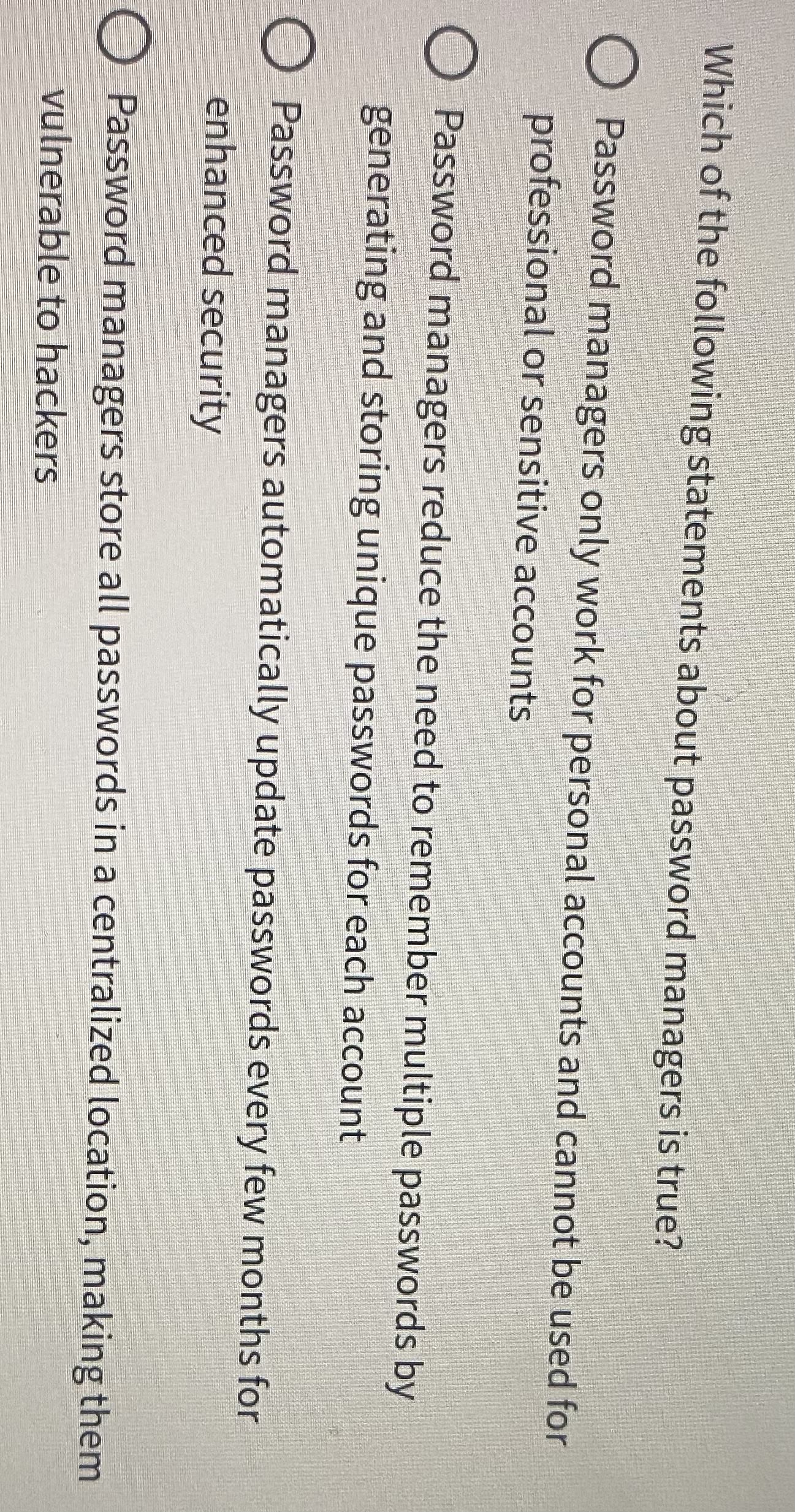 Solved Which of the following statements about password | Chegg.com