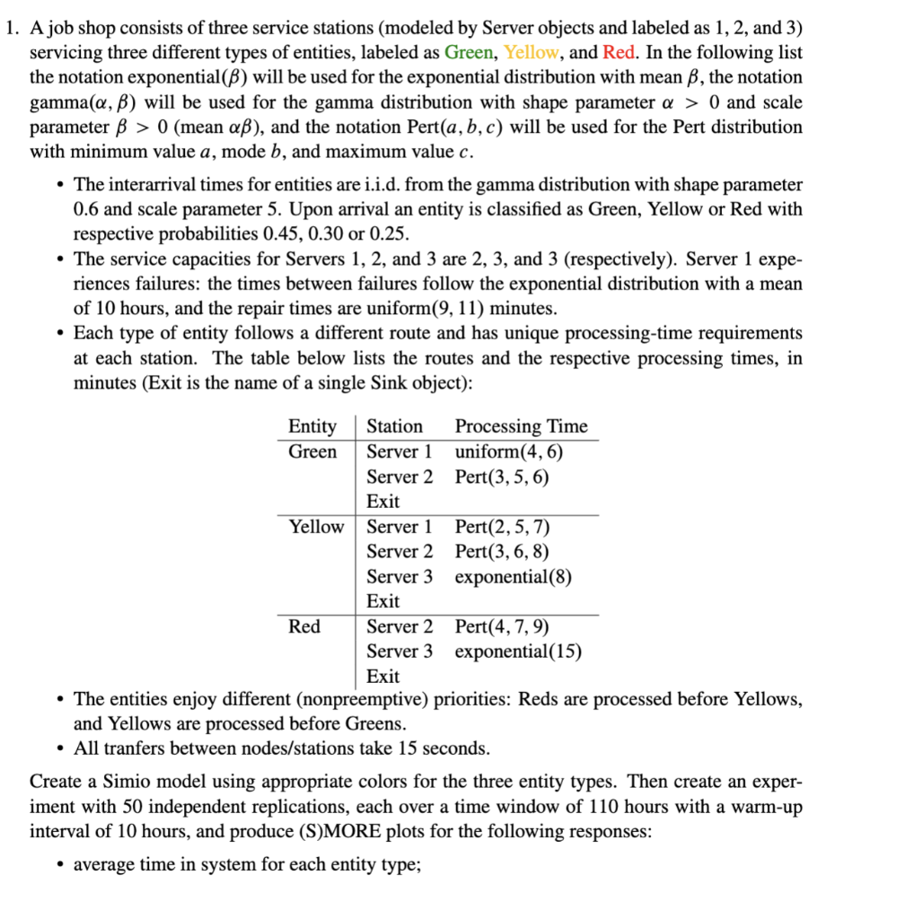 1. A job shop consists of three service stations | Chegg.com