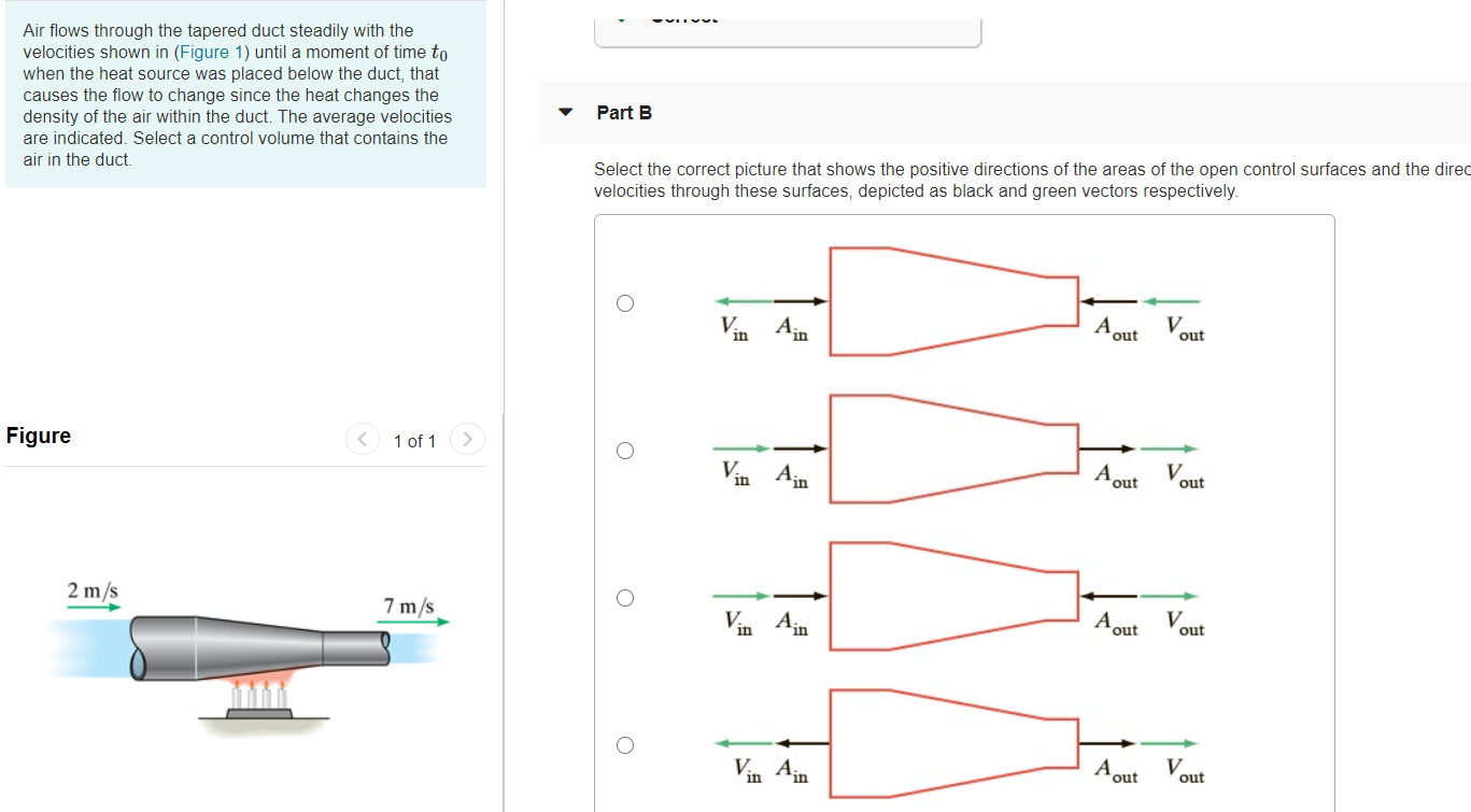 Solved Air flows through the tapered duct steadily with the | Chegg.com