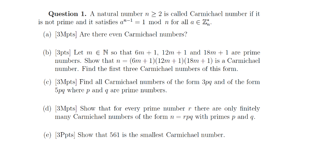 Question 1. A natural number n 2 2 is called | Chegg.com