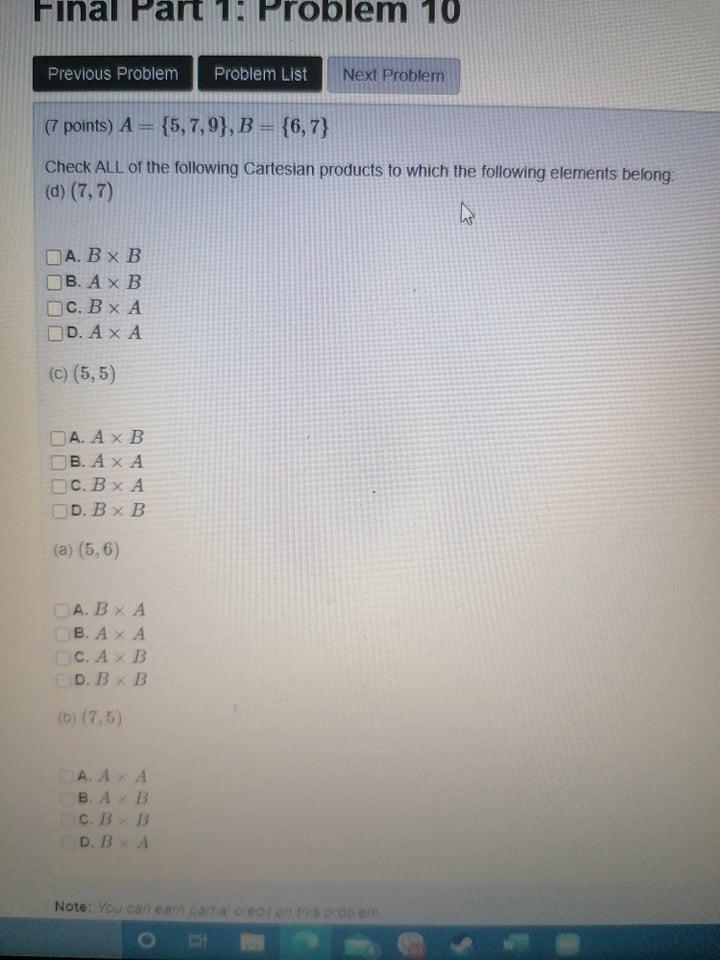 Solved Final Part 1 Problem 10 Previous Problem Problem 6663