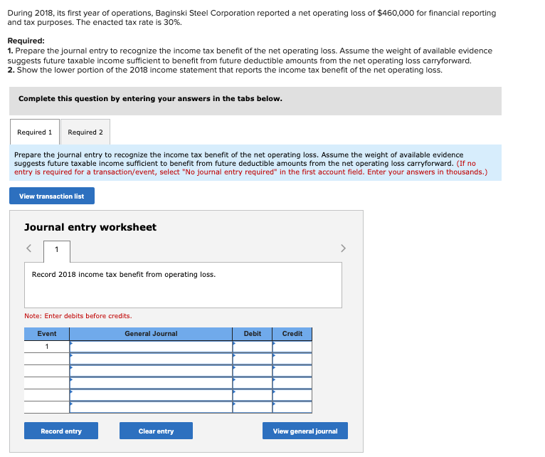 Solved During 2018, its first year of operations, Baginski | Chegg.com
