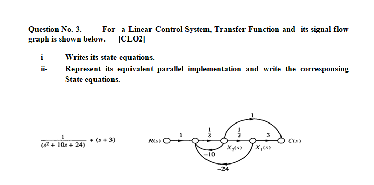 Solved Question No. 3. For a Linear Control System, Transfer | Chegg.com