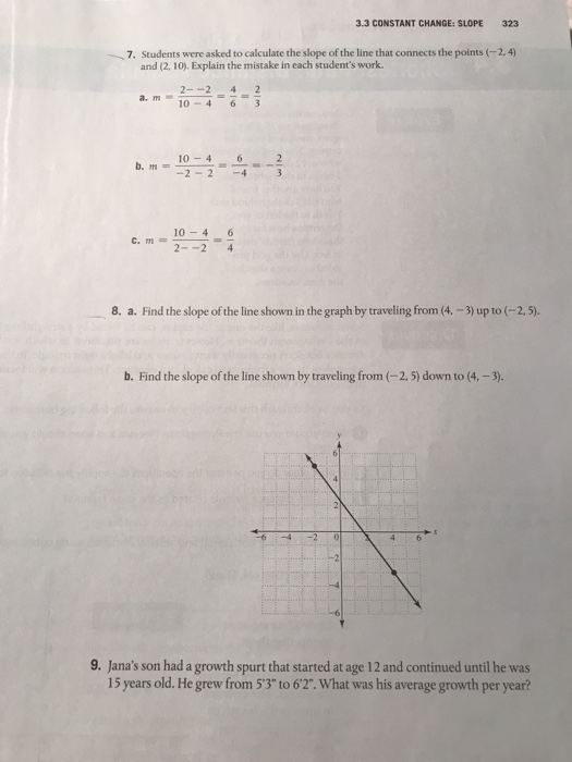 Solved 3.3 CONSTANT CHANGE: SLOPE 321 d. Plot this data as | Chegg.com