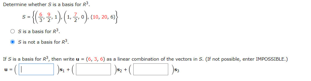 Solved Determine whether S is a basis for R3. s-{(2,4), | Chegg.com