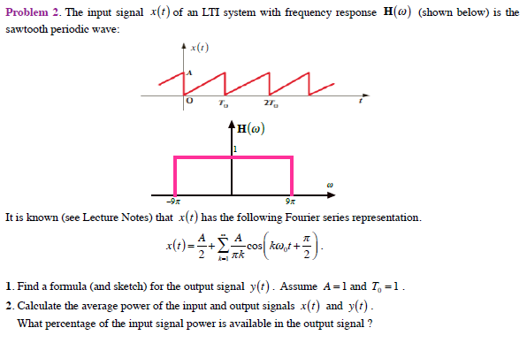 Solved Problem 2. The input signal x(t) of an LTI system | Chegg.com