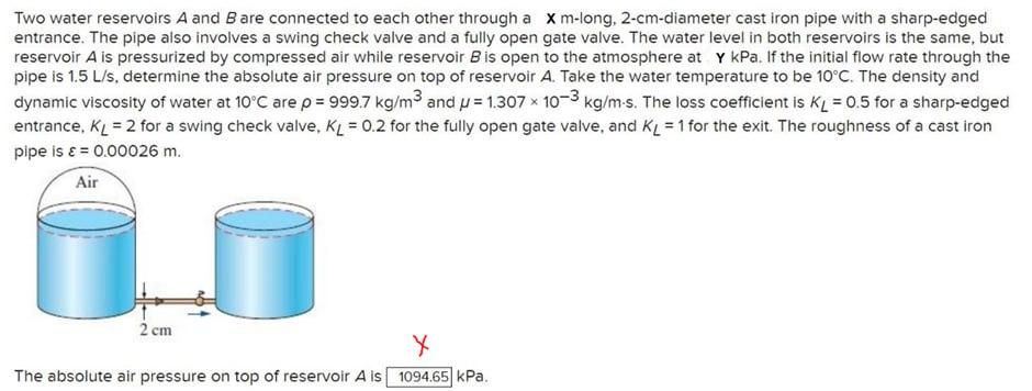 Solved Two water reservoirs A and B are connected to each | Chegg.com