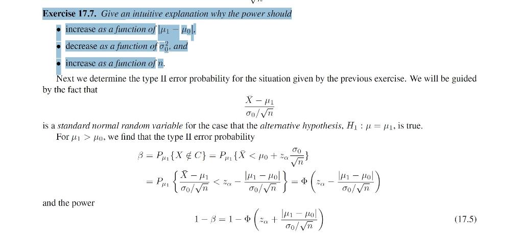 Solved Exercise 17.7. Give an intuitive explanation why the | Chegg.com