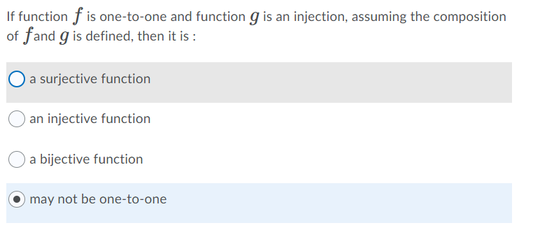 Solved If function f is one-to-one and function g is an | Chegg.com