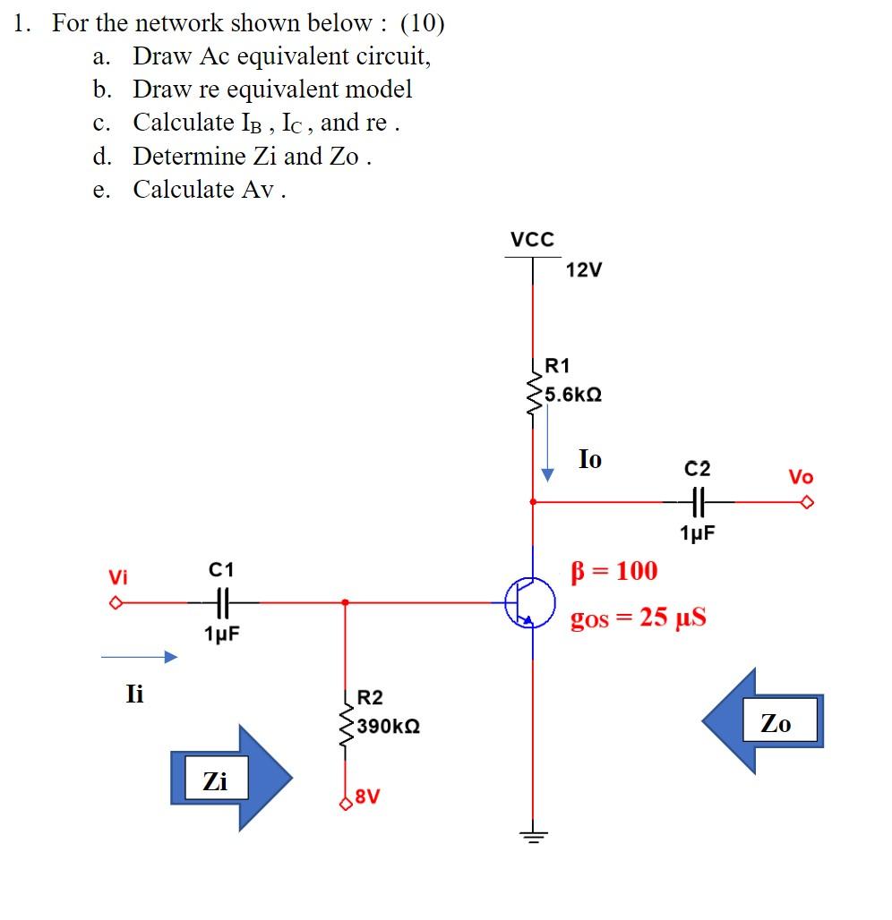 Solved 1. For the network shown below : (10) a. Draw Ac | Chegg.com
