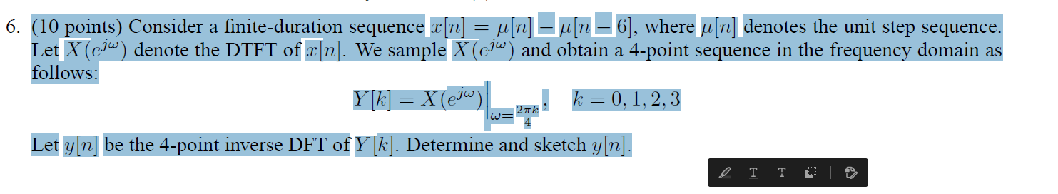 Solved 6. (10 points) Consider a finite-duration sequence | Chegg.com