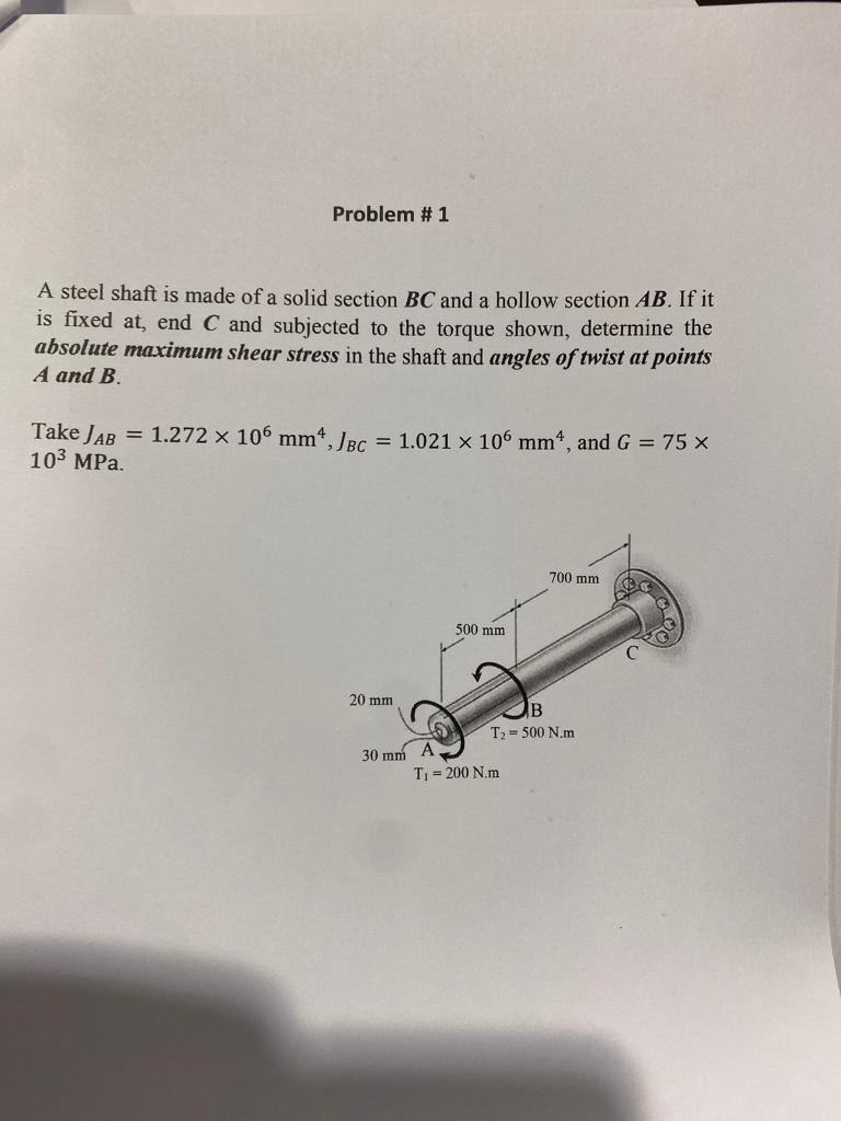 Solved A steel shaft is made of a solid section BC and a | Chegg.com