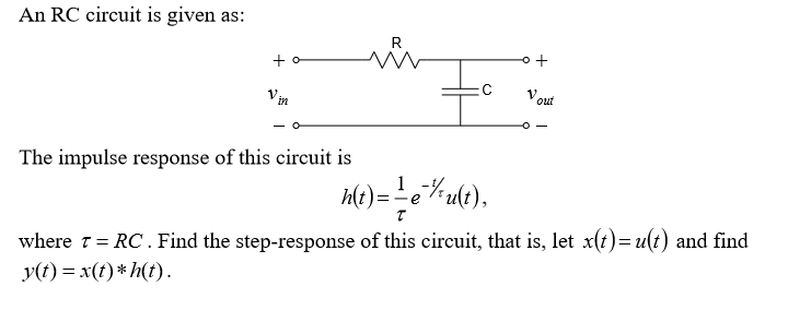 Solved An RC circuit is given as : R o out The impulse | Chegg.com