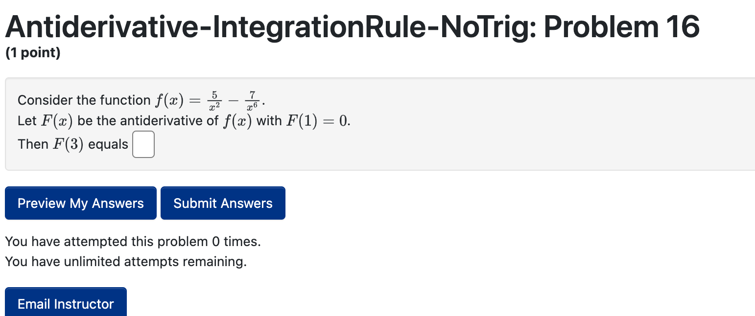 Solved Antiderivative-IntegrationRule-NoTrig: Problem 16 (1 | Chegg.com