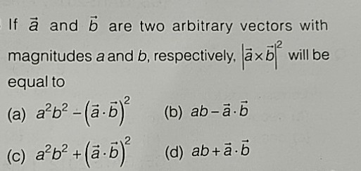 Solved If a and b are two arbitrary vectors with magnitudes | Chegg.com