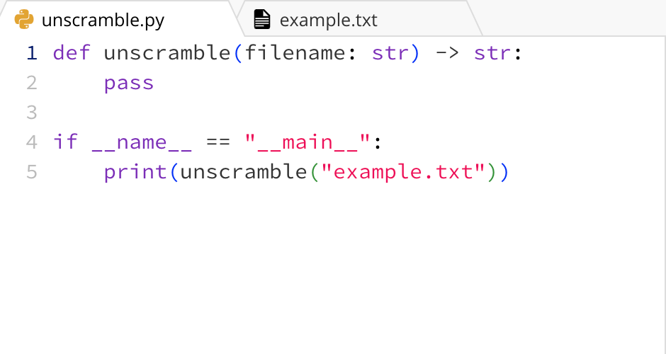 unscramble.py example.txt12303: message. 01: This is | Chegg.com