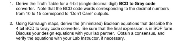 Solved 1. Derive the Truth Table for a 4-bit (single decimal | Chegg.com