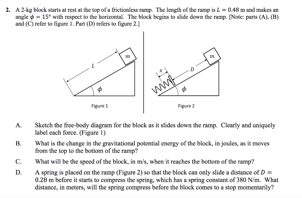 Solved 2. A 2-kg block starts at rest at the top of a | Chegg.com