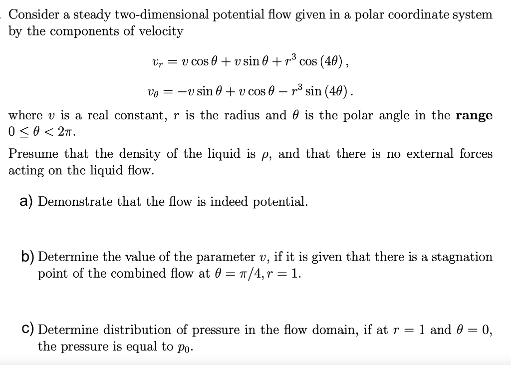 Solved Consider a steady two-dimensional potential flow | Chegg.com