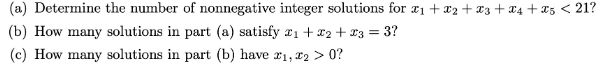 Solved (a) Determine the number of nonnegative integer | Chegg.com
