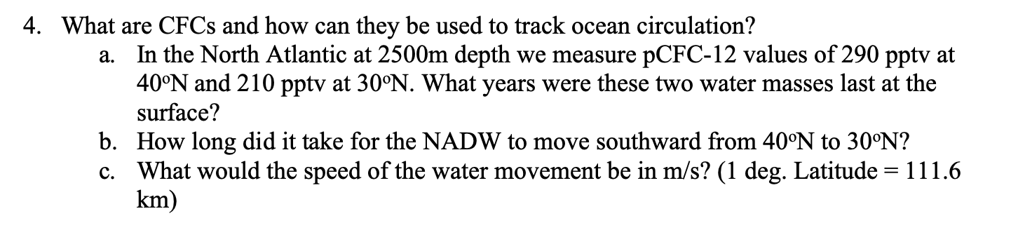 Solved What are CFCs and how can they be used to track ocean | Chegg.com