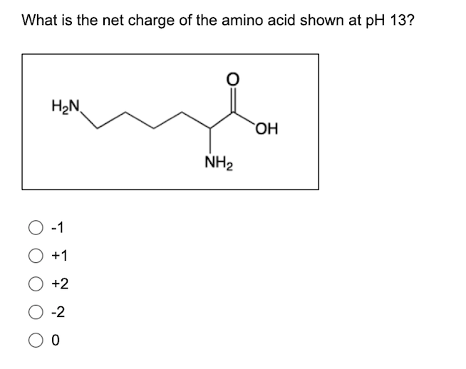 Solved What is the net charge of the amino acid shown at | Chegg.com