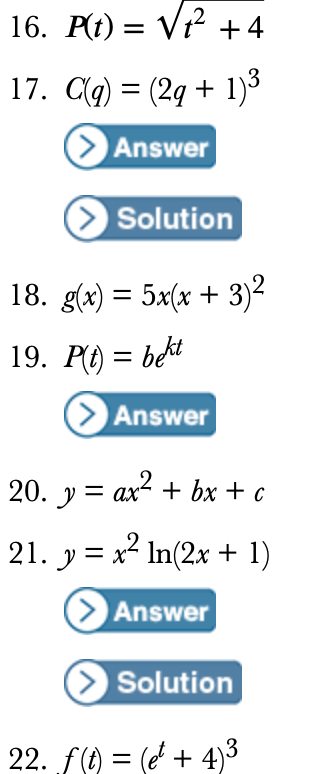 Solved please answer questions 4-22 even Find derivatives | Chegg.com