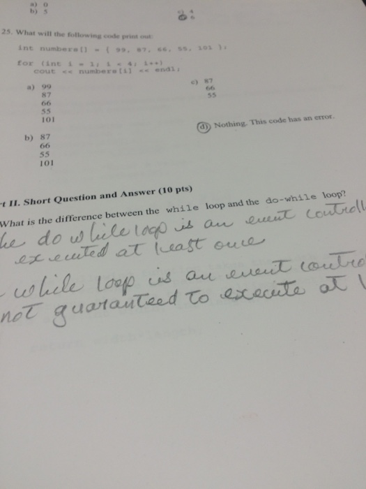 Solved What will the following code print out: int | Chegg.com