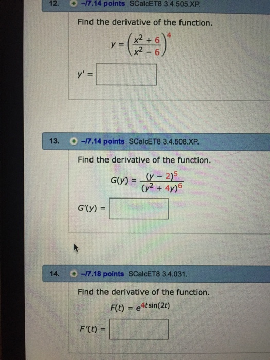 Solved 1. O-7.14 points SCalcET8 3.4.502 XP Find the | Chegg.com Solved 1. O-7.14 points SCalcET8 3.4.502 XP Find the | Chegg.com