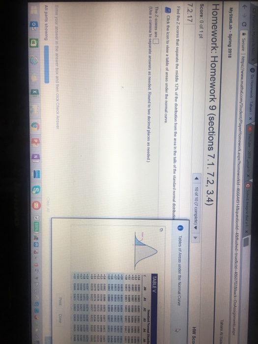 Solved , c secure l https/ MyStatLab- Spring 2018 Tahani Al | Chegg.com